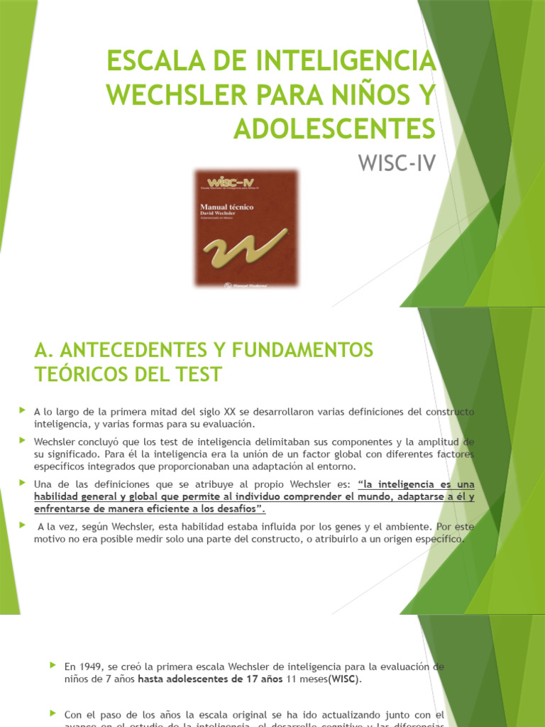 Escala de Inteligencia Wisc | PDF | Inteligencia | Escala de inteligencia para adultos de Wechsler