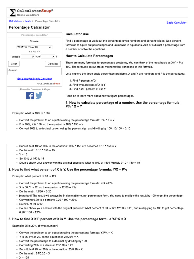 Percentage Calculator | PDF