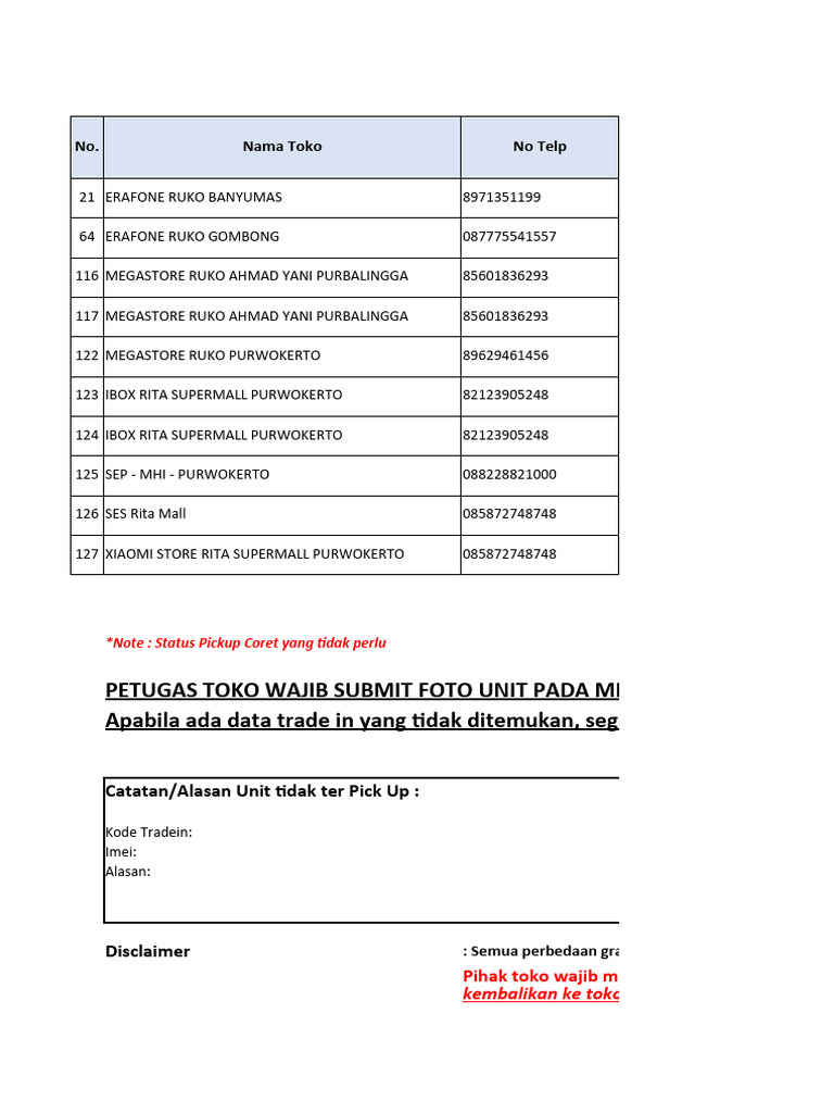 Form Pick Up Enb 24 - 26 Mei 2024 PWT | PDF