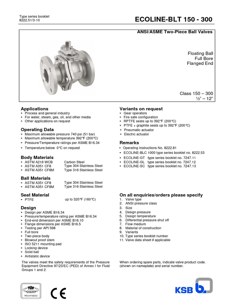 Type Series Booklet ECOLINE BLT150-300 | PDF | Valve | Mechanical Engineering