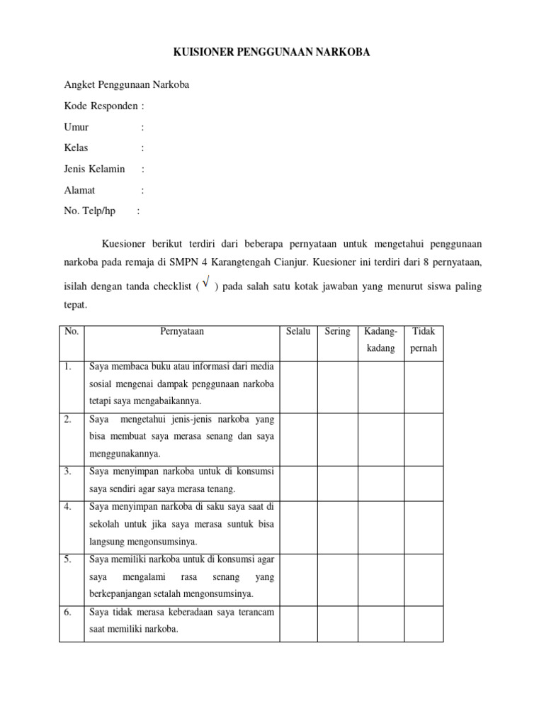 Instrumen Kuisioner | PDF