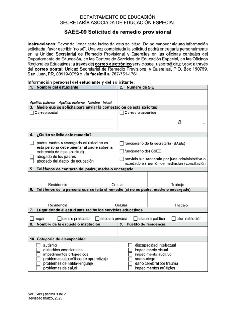 Saee 09 Solicitud de Remedio Provisional | PDF