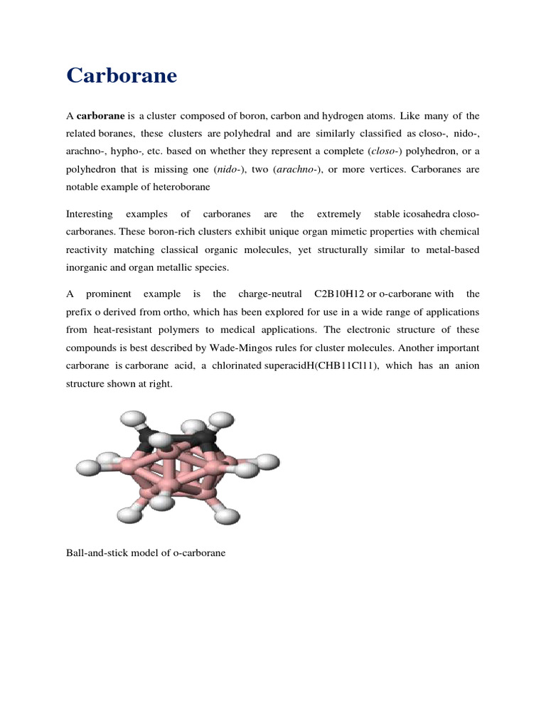 Advanced Carborane Chemistry | PDF | Inorganic Chemistry | Physical ...