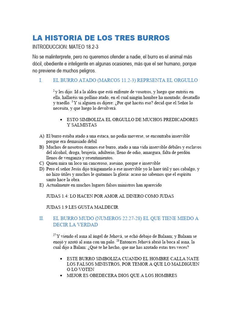 La Historia de Los Tres Burros | PDF