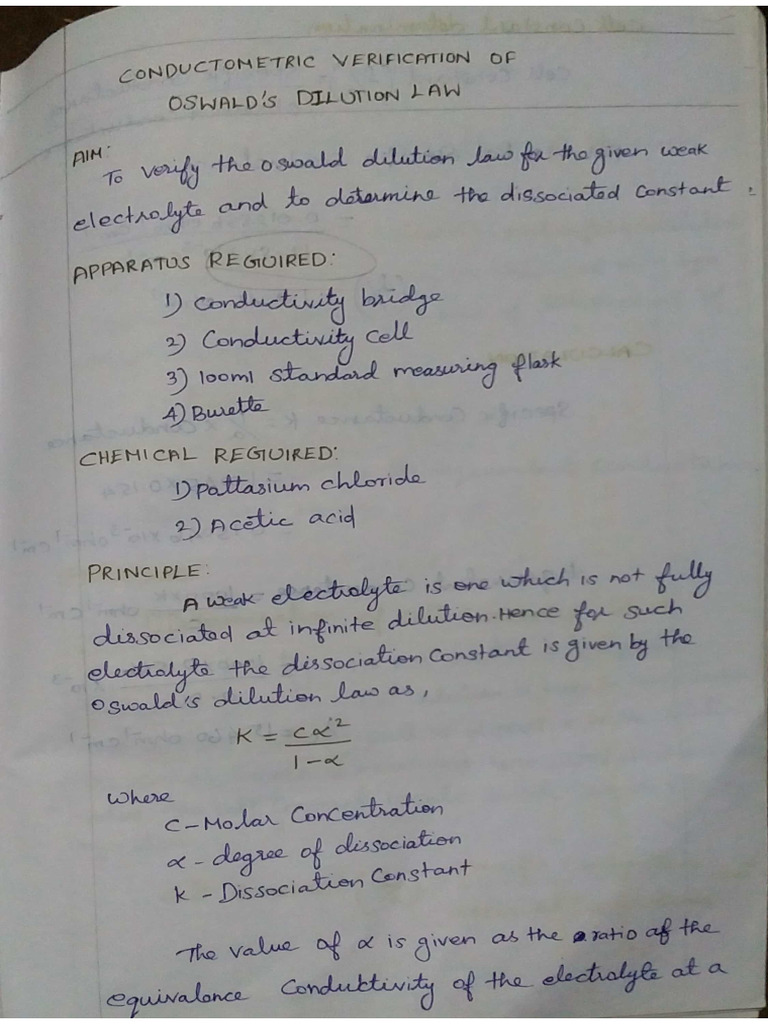 Oswald's Dilution Law | PDF