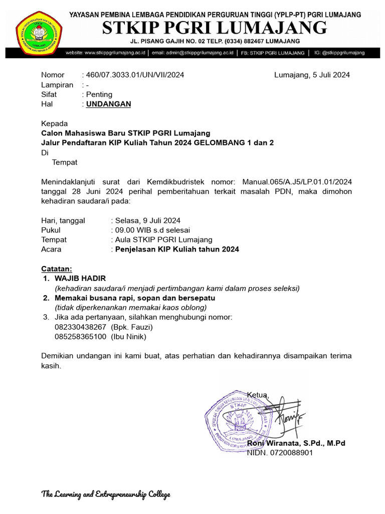 Undangan Penjelasan Kipk 2024 | PDF