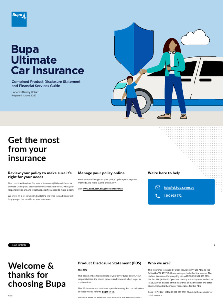 Bupa Ultimate Car Insurance PDS 01-Jun-2022 | PDF | Liability Insurance ...