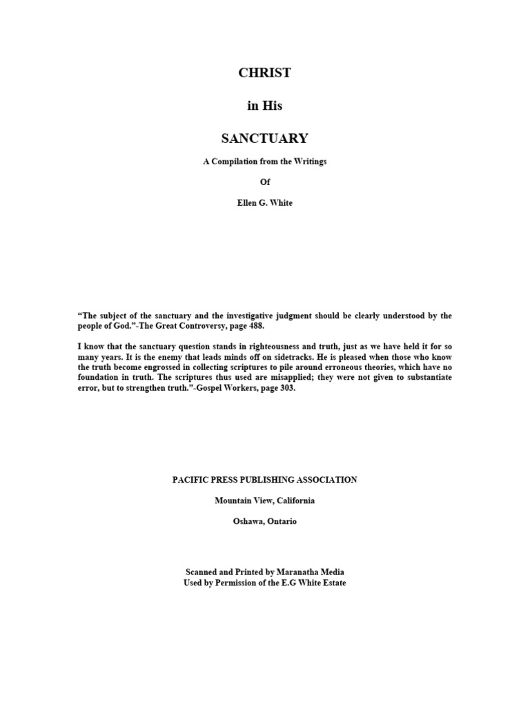 Christ in His Sanctuary | PDF | Religious Belief And Doctrine