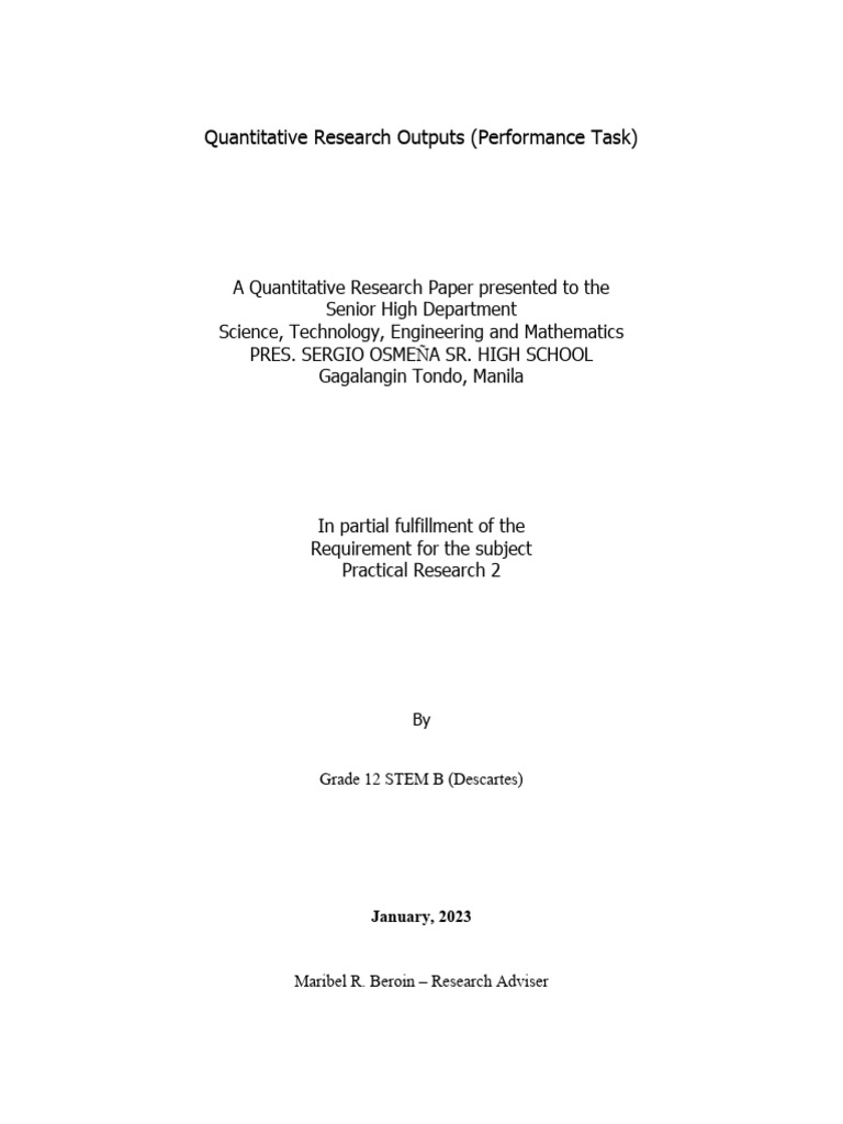 Quantitative Research Paper - STEM 12 | PDF