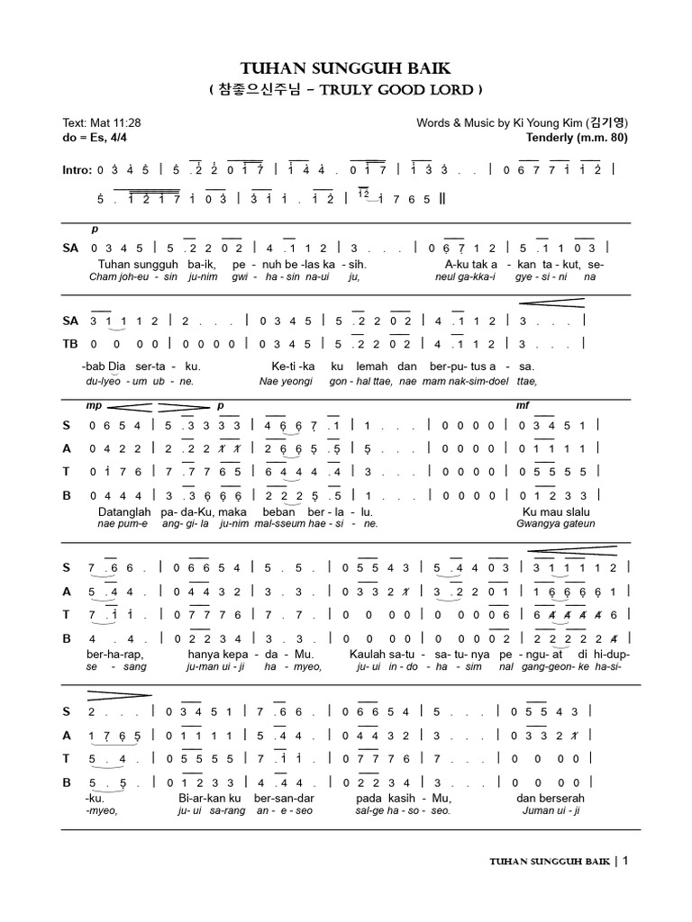 Lirik dan Chord "Tuhan Sungguh Baik" | PDF