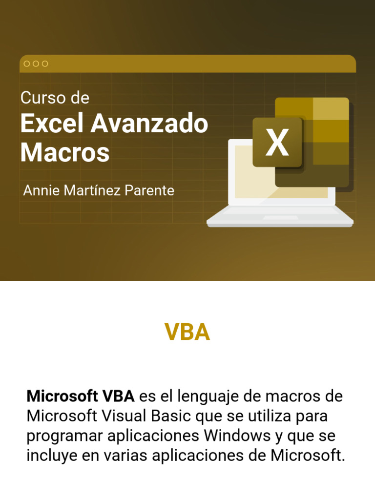 Slides Curso de Excel Avanzado Con Macros | PDF | Macro (informática) | Visual Basic para ...
