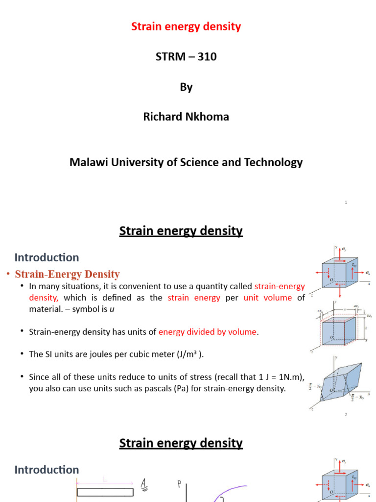 Strain Energy Density Explained | PDF | Stress (Mechanics) | Density