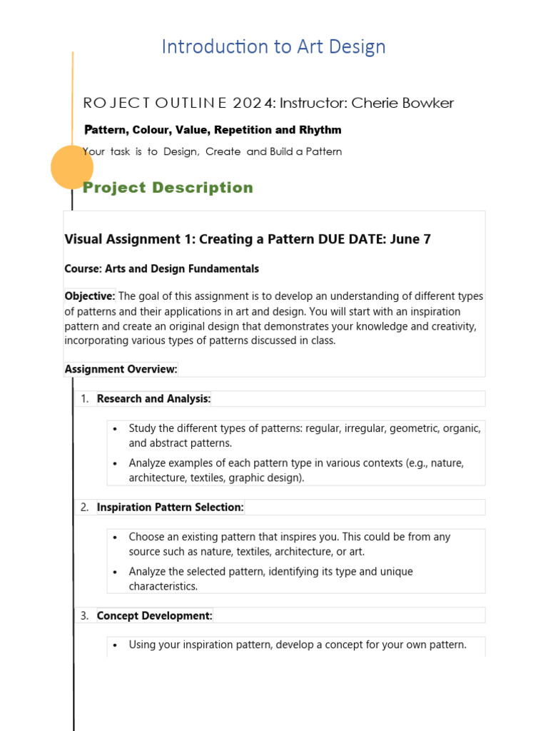 Visual Assignment 1 Arts 1240 | PDF | Pattern | Design
