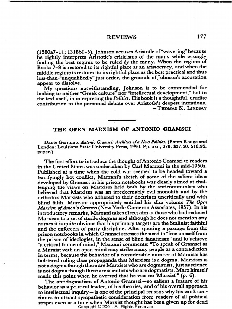 Buttigieg, Joseph A. - The Open Marxism of Gramsci | PDF