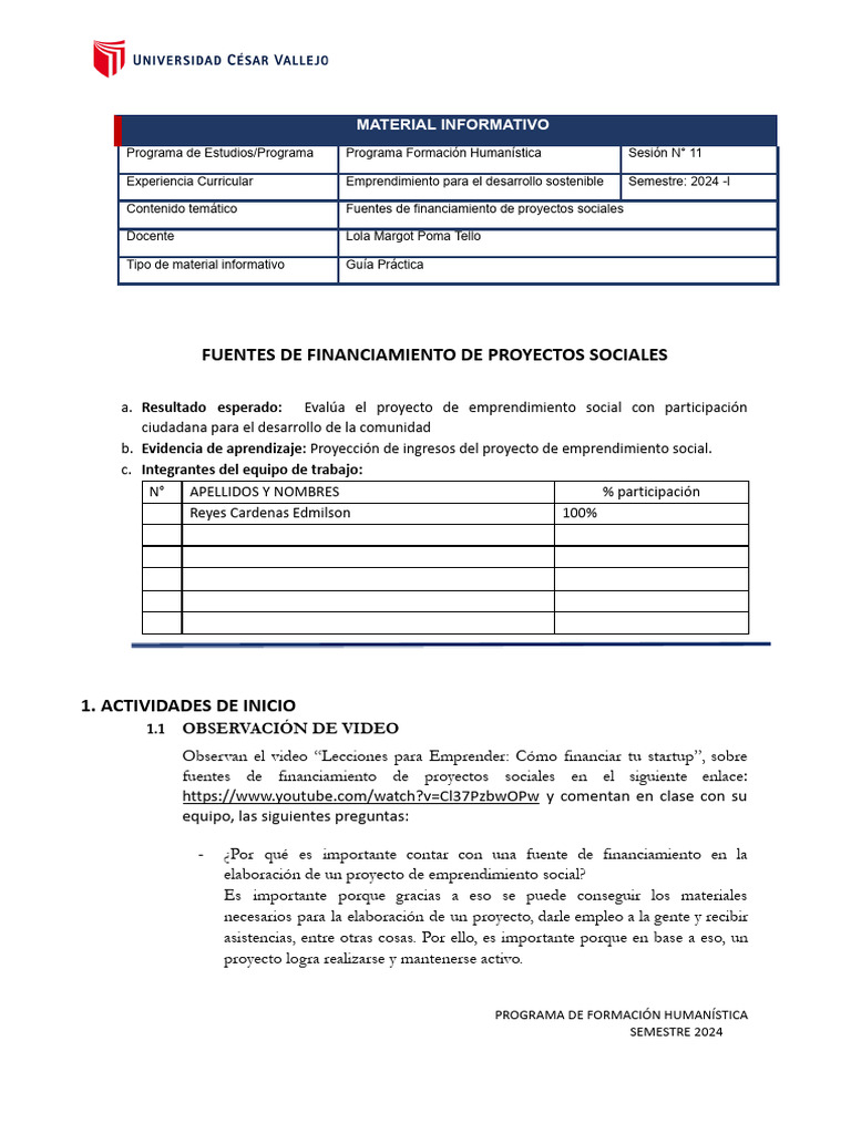 Guia Practica N 11 Grupo 4 | PDF | Iniciativa empresarial
