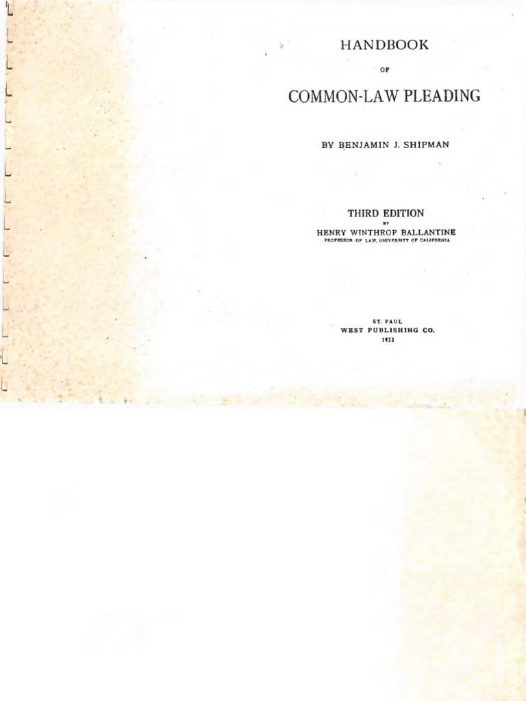 Common-Law Pleading Handbook | PDF | Pleading | Common Law