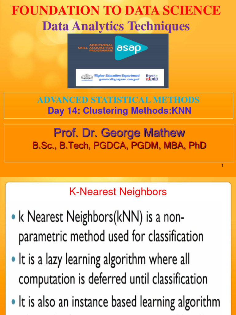 14-15 ASAP Advanced Statistics Clasification Techniques KNN | PDF | Logistic Regression ...