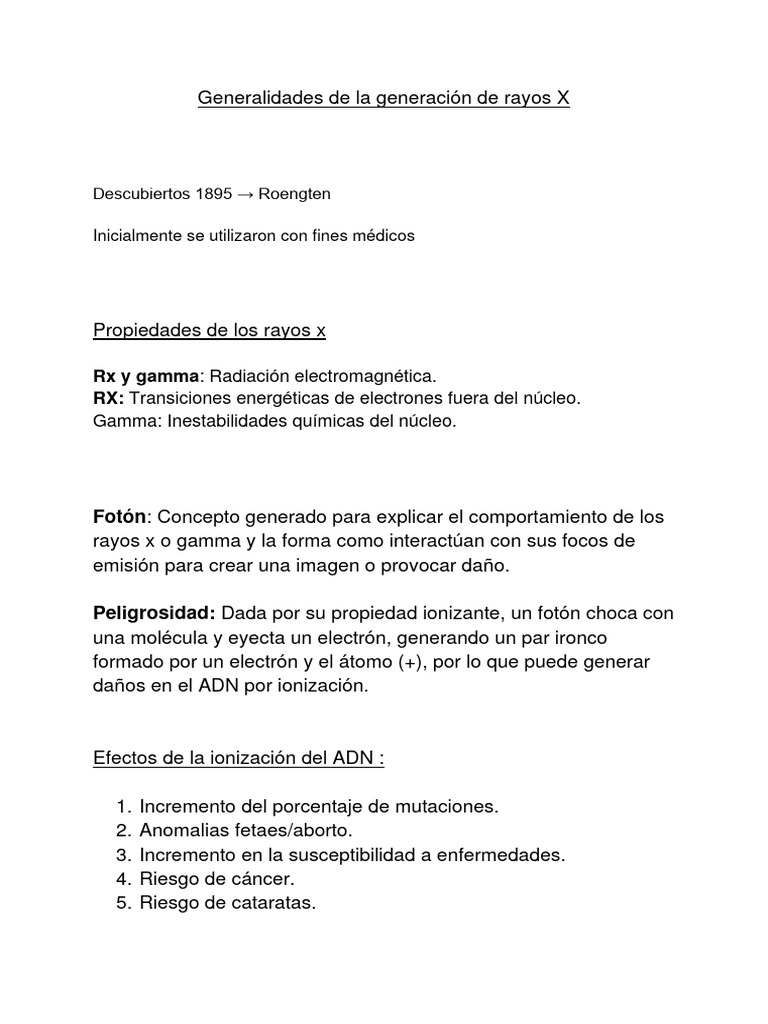 Generalidades de La Generación de Rayos X | PDF | Rayo X | Electrón