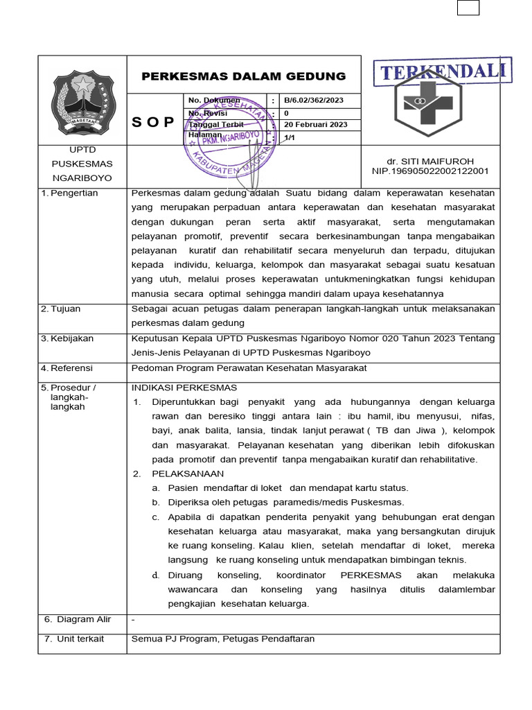 Prosedur Perkesmas Dalam Gedung | PDF | Pengembangan Diri | Sains ...