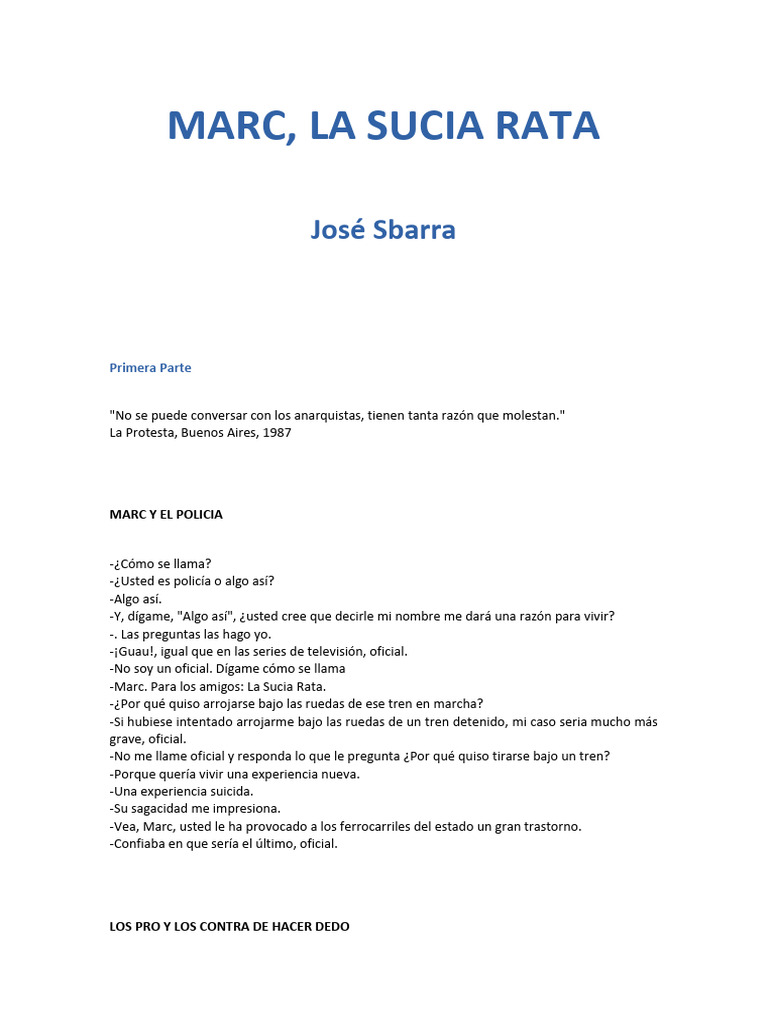 José Sbarra. Marc La Sucia Rata. | PDF | Amor