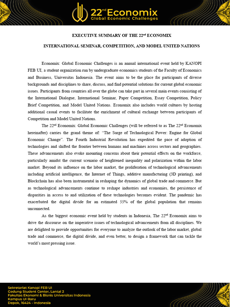 Executive Summary the 22nd Economix | PDF | Automation | Intelligence (AI) & Semantics