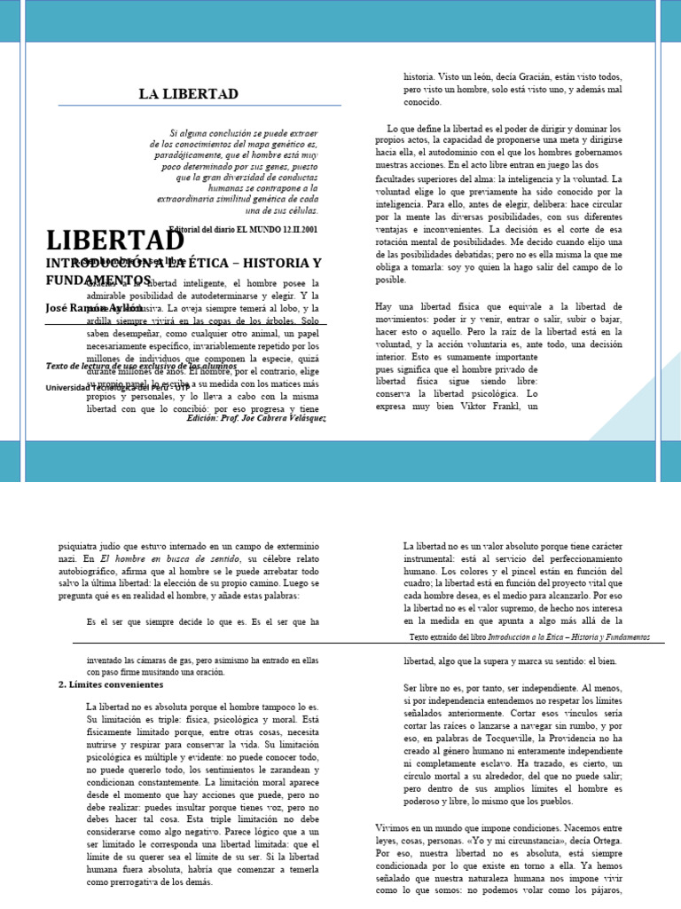 LIBERTAD - Introducción A La Ética - José Ramón Ayllón-1 | PDF | Moralidad | Libertad