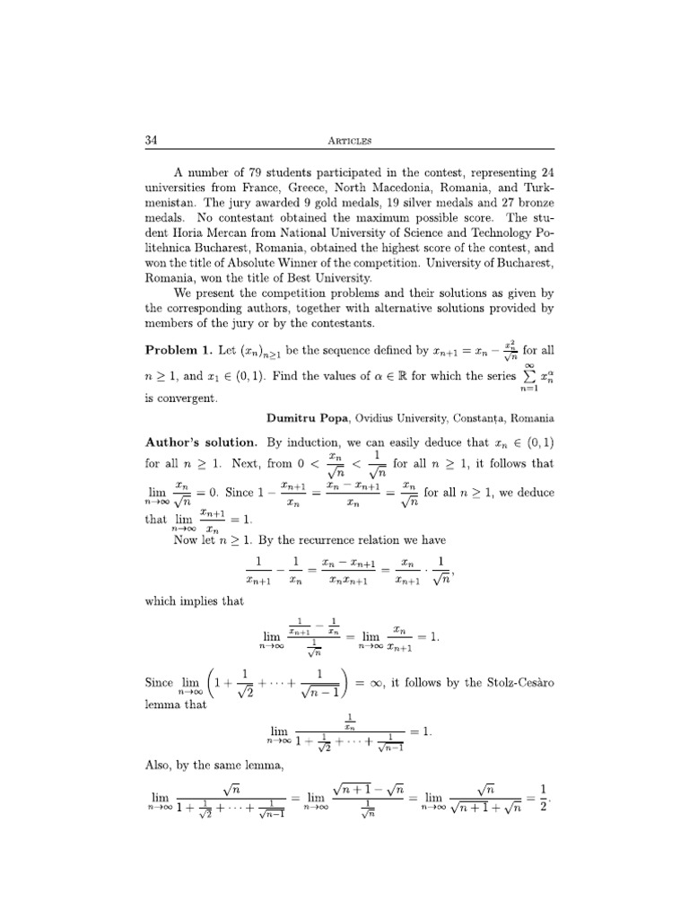 Limit of Sequence Problem | PDF
