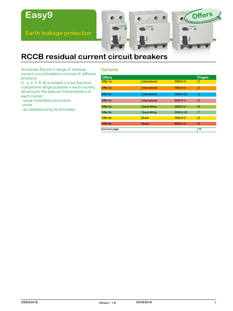 Easy9 RCCB Residual Current Breakers | PDF | Fuse (Electrical ...