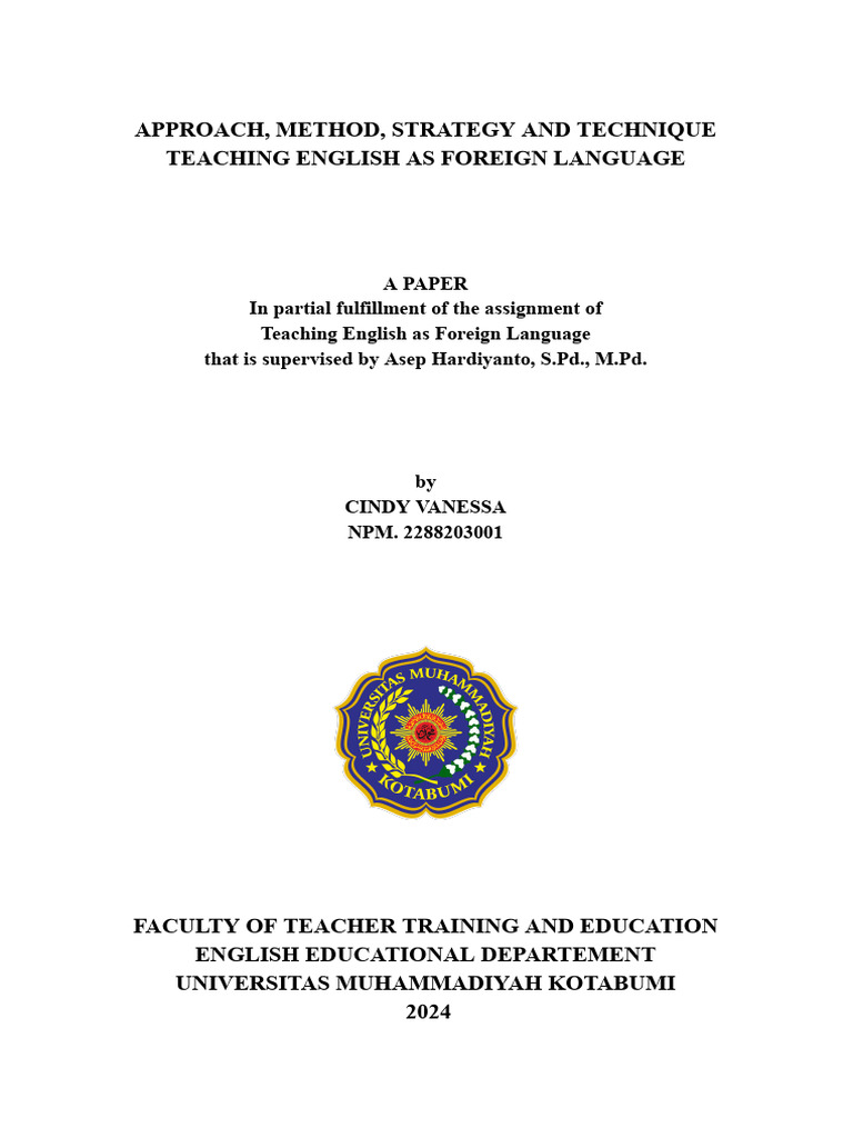 Approaches, Strategies, Methods, and Techniques TEFL | PDF | Learning | Language Education