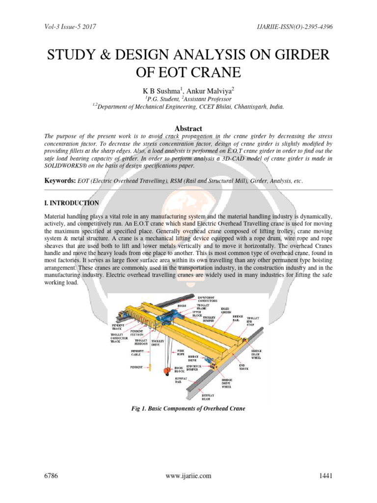 Study Design Analysis On Girder of Eot Crane | PDF | Crane (Machine)