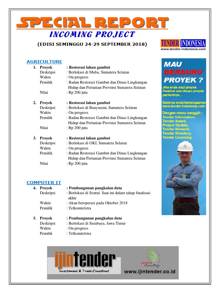 Special Report Incoming Project Edisi 24-29 September 2018 | PDF