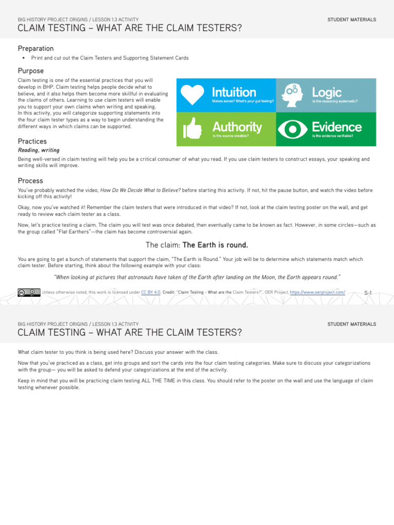 BHP 136 Activity Claim Testing What Are The Claim Testers Student | PDF ...