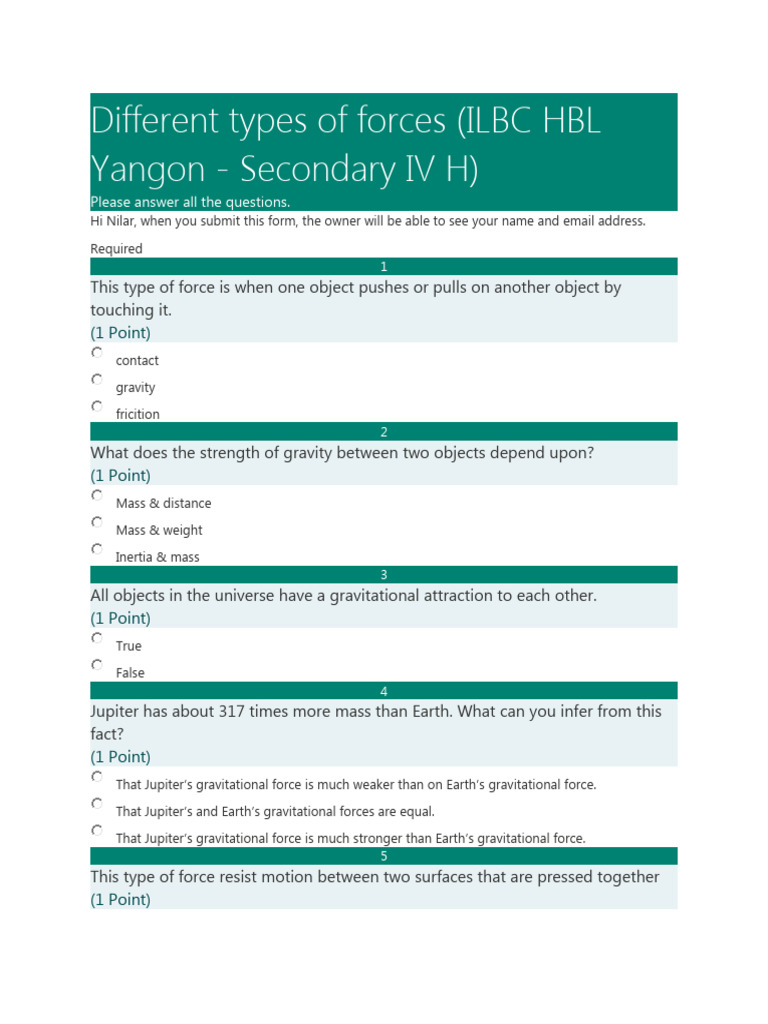 Different Types of Forces | PDF | Science & Mathematics