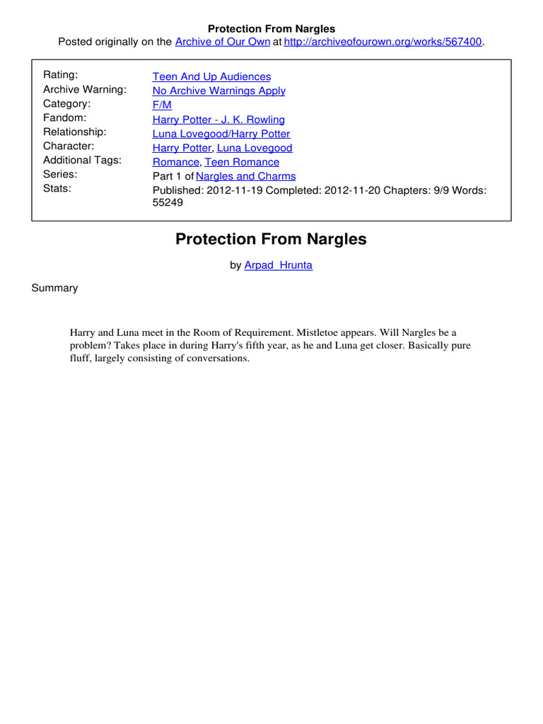 Protection From Nargles | PDF | Harry Potter | Fantasy Worlds