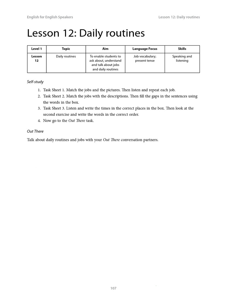 Worksheet-No-2-Daily-Routines | PDF | License | English Language