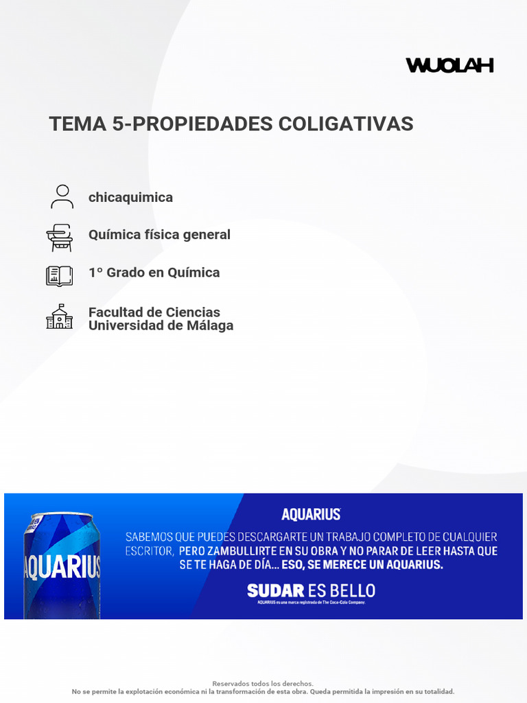 Tema 5-Propiedades Coligativas | PDF | Destilación | Líquidos