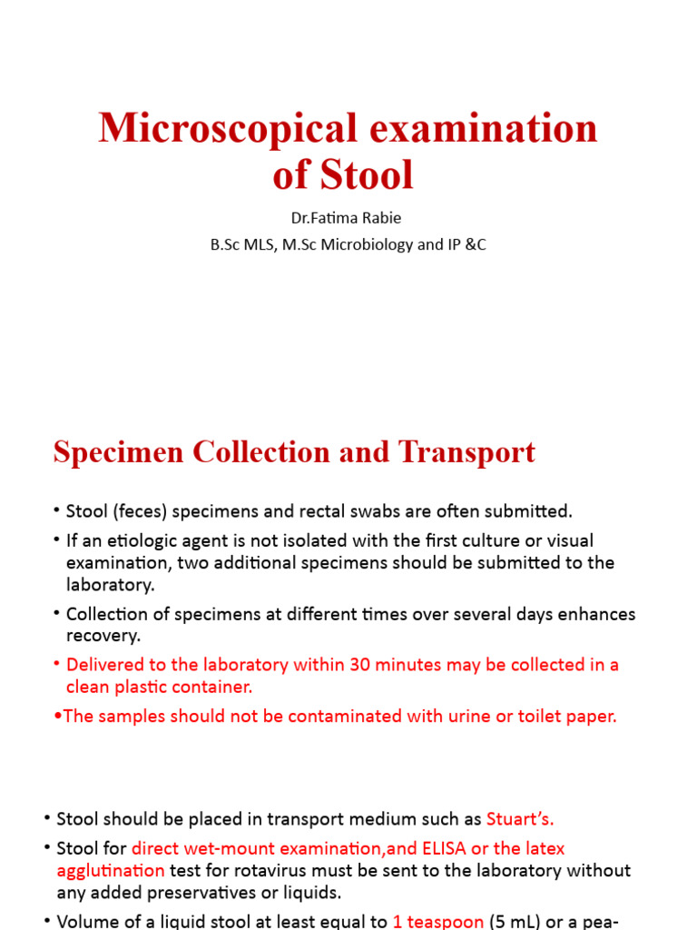 Stool Examination | Download Free PDF | Staining | Feces