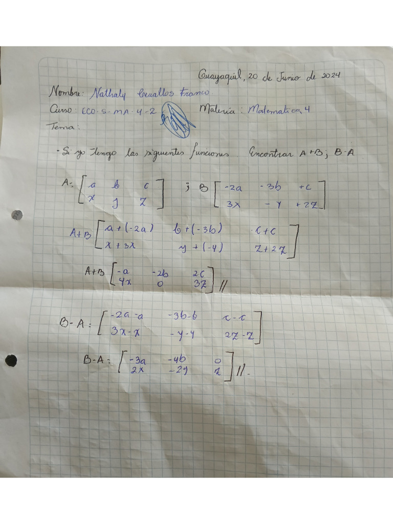 Tarea #1 2p Matrices | PDF