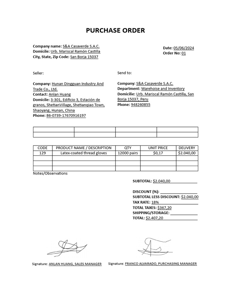 Purchase Order | PDF