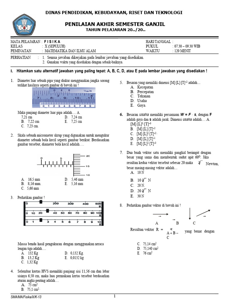 Soal Pas Fisika Kelas X K13 | PDF
