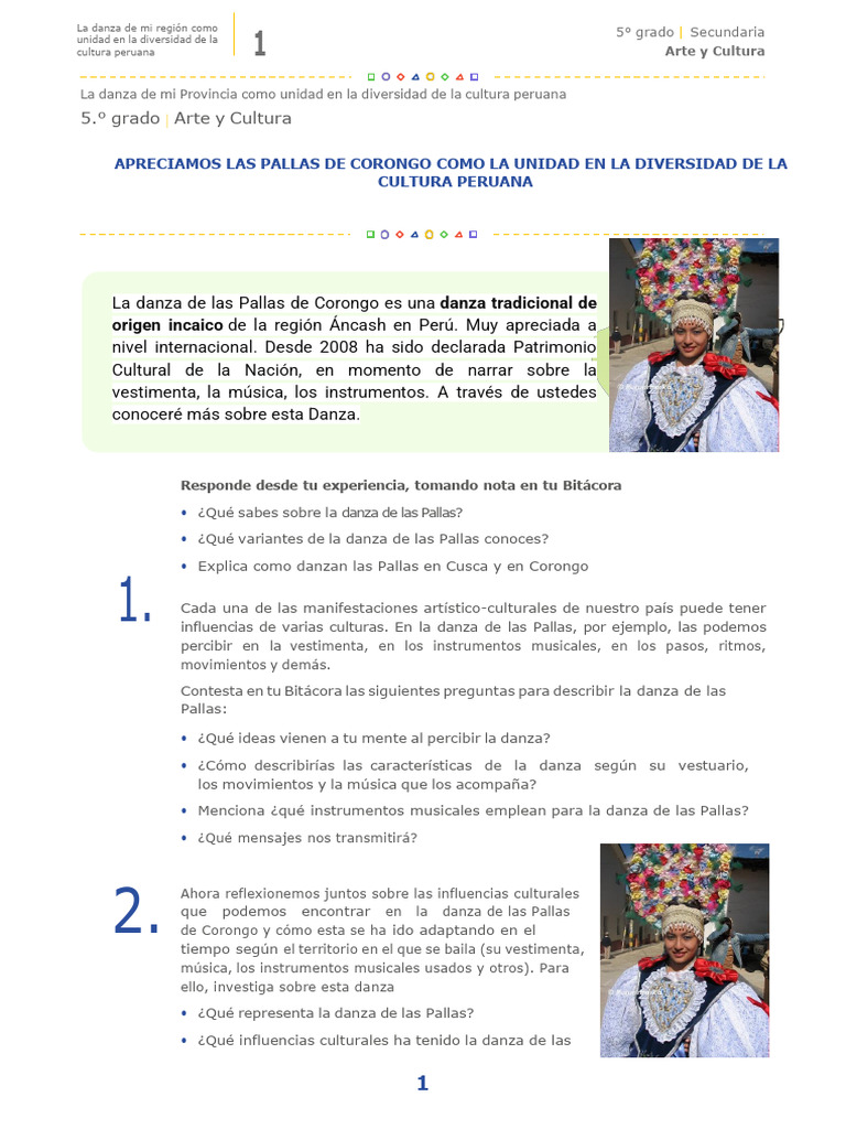 Arte Cultura - 1 - Exp5 | PDF | Bailes | Perú