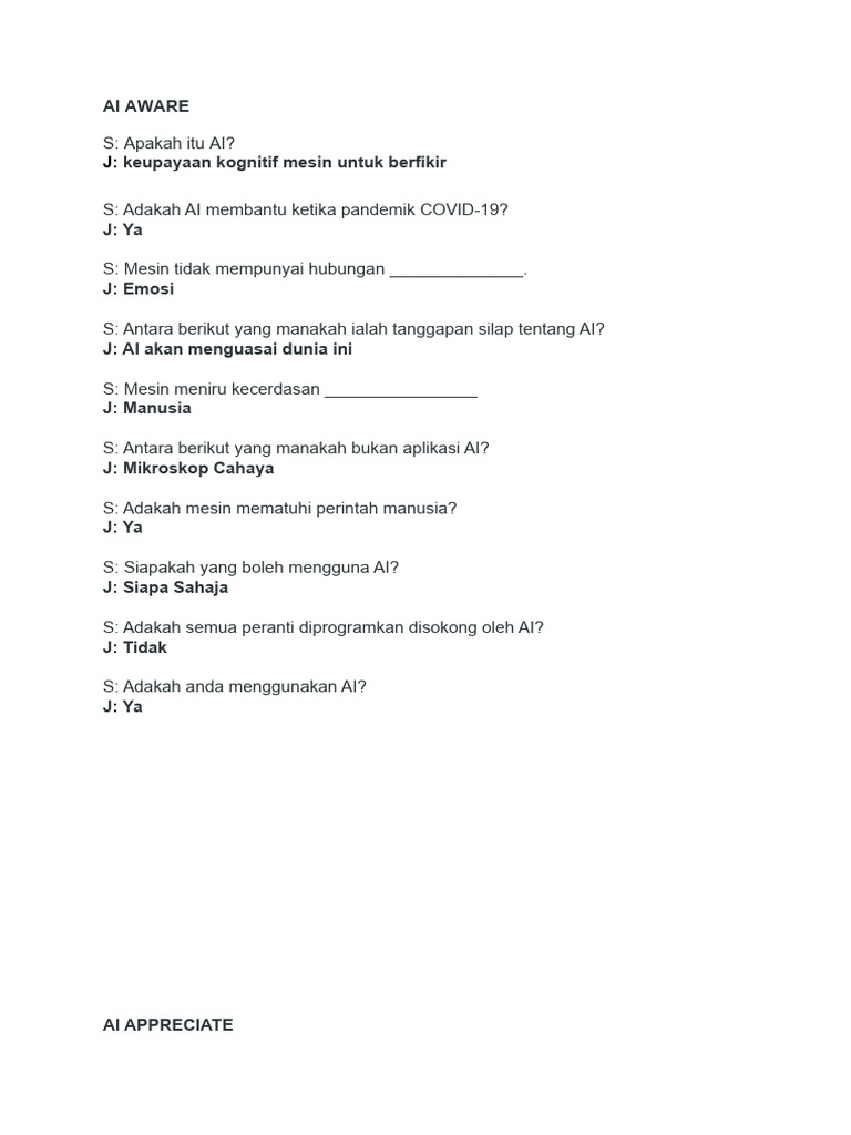 Soalan Dan Jawapan Ai Utk Rakyat | PDF