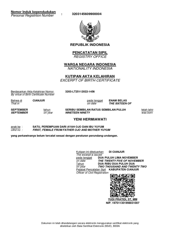 Akte Kelahiran Terbaru | PDF