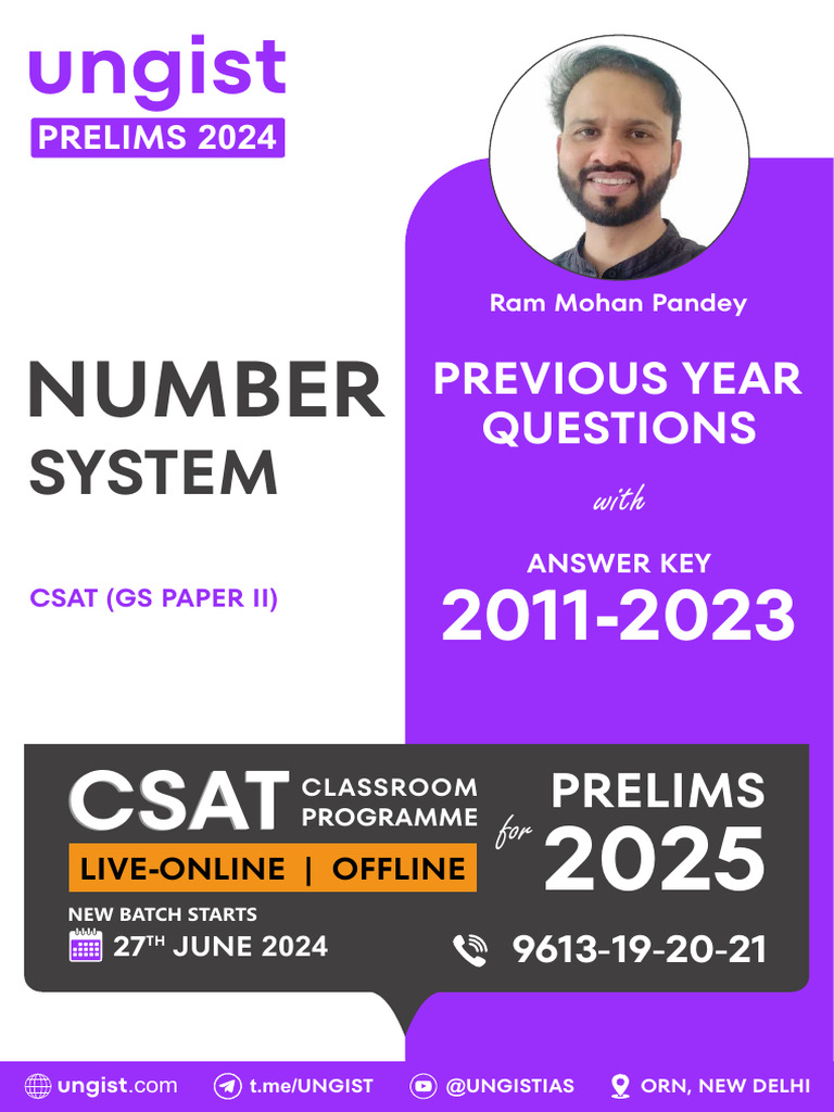 UPSC CSAT Number System PYQs With Answer Key 240523 071954 | PDF | Mathematics | Mathematical ...