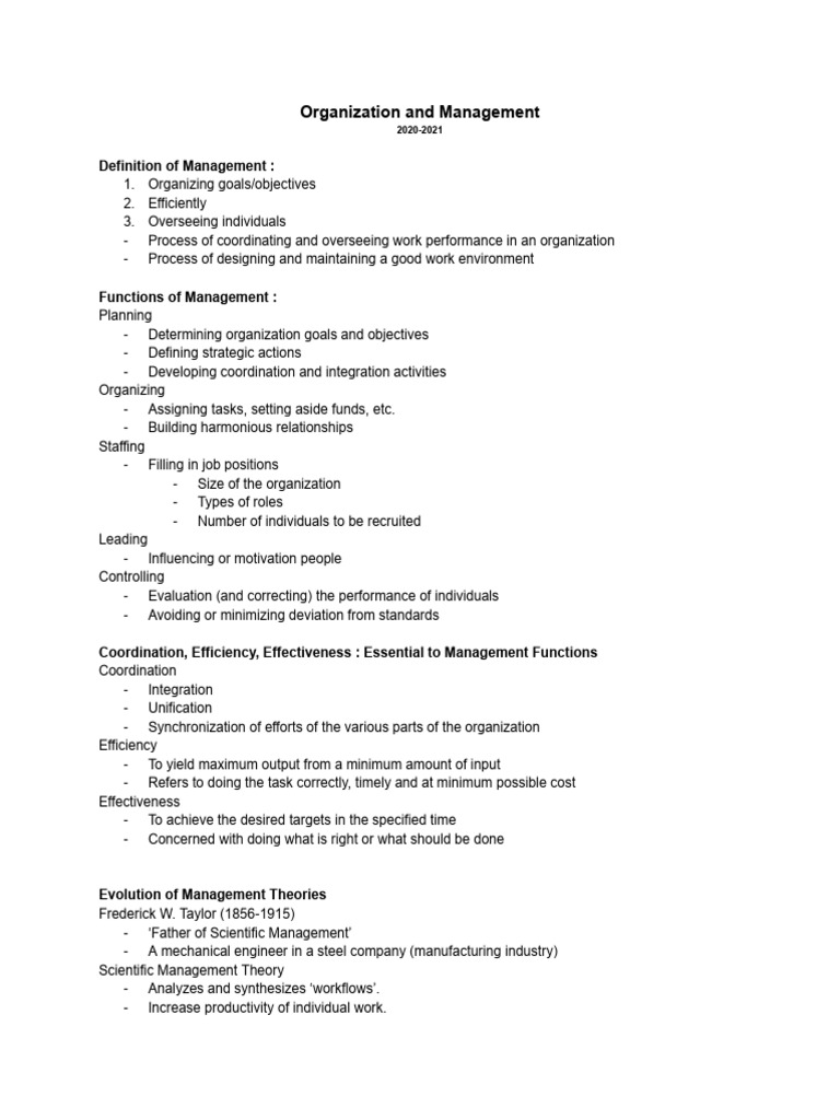 Organization and Management | PDF | Bureaucracy | Efficiency