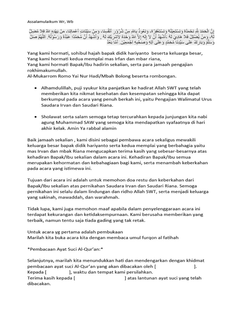 Teks MC Pengajian | PDF | Agama & Spiritualitas