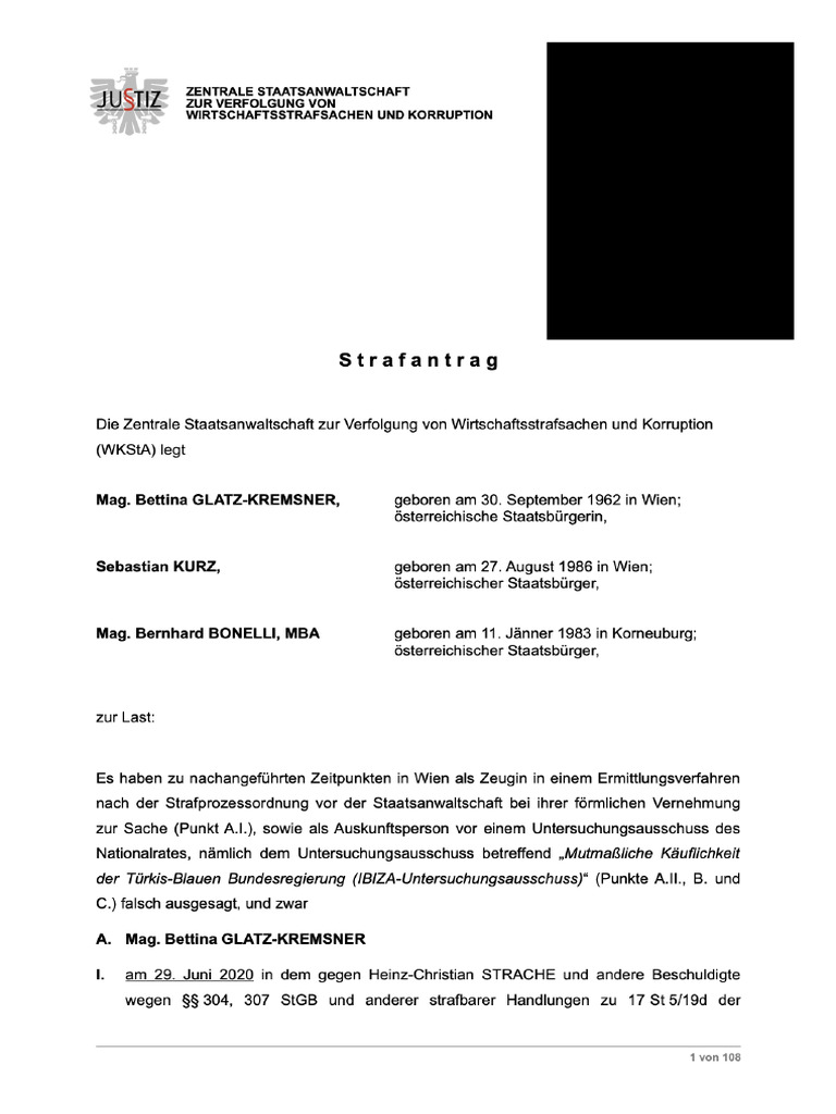 Wksta Strafantrag Kurz Bonelli | PDF