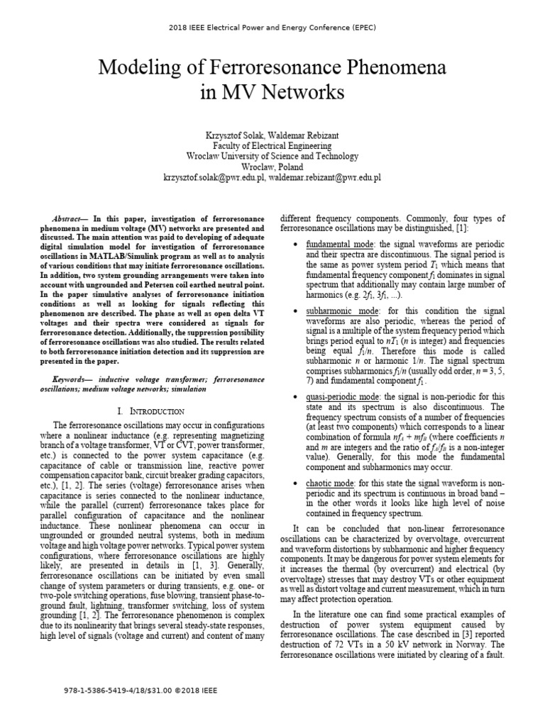 10 1109@epec 2018 8598456 | PDF | Electrical Network | Inductance