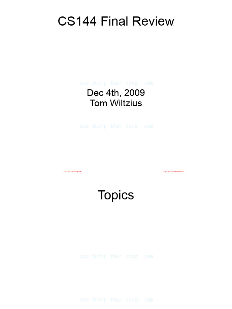 Mang May Tinh Philip Levis Cs144 Final Review (Cuuduongthancong - Com) | PDF | Transmission ...