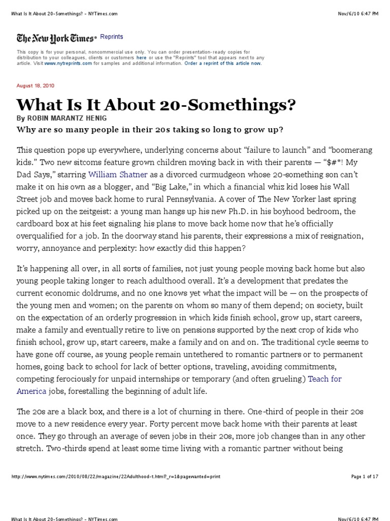 What Is It About 20-Somethings | PDF | Developmental Psychology ...